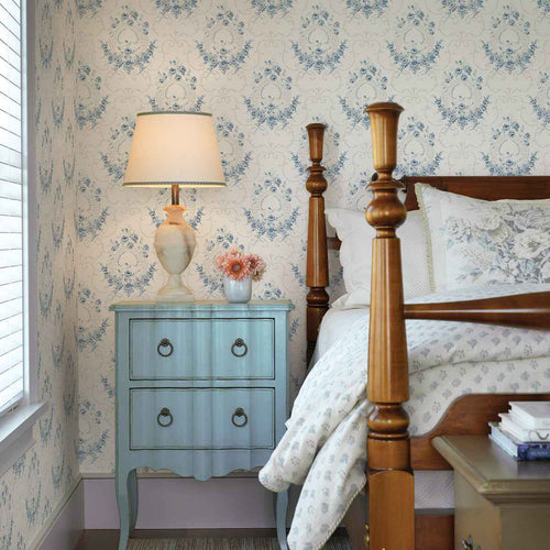 Georgiana Navy Tearose Wallpaper | Chesapeake 3123-02125 – The WorkRoom