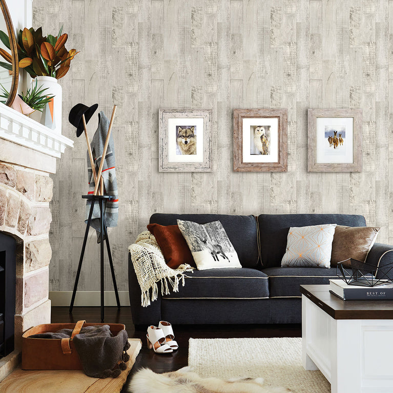 Chebacco Light Grey Wooden Planks Wallpaper - York Wallcoverings - 312 ...