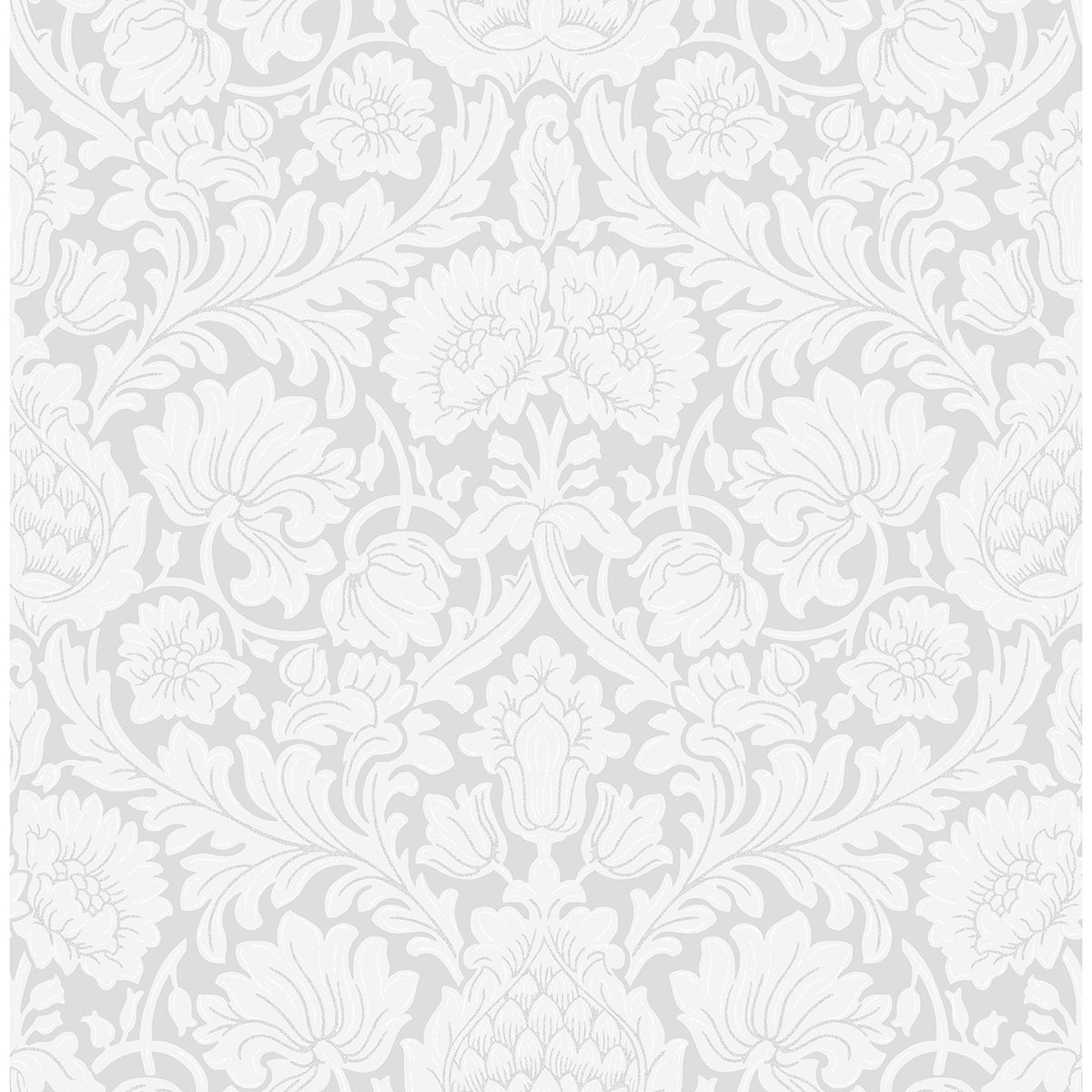 Bamburg Grey Floral Wallpaper | Brewster M1683 – The WorkRoom