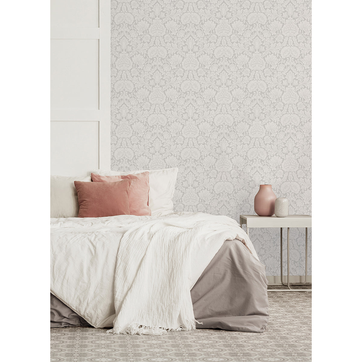 Bamburg Grey Floral Wallpaper | Brewster M1683 – The WorkRoom