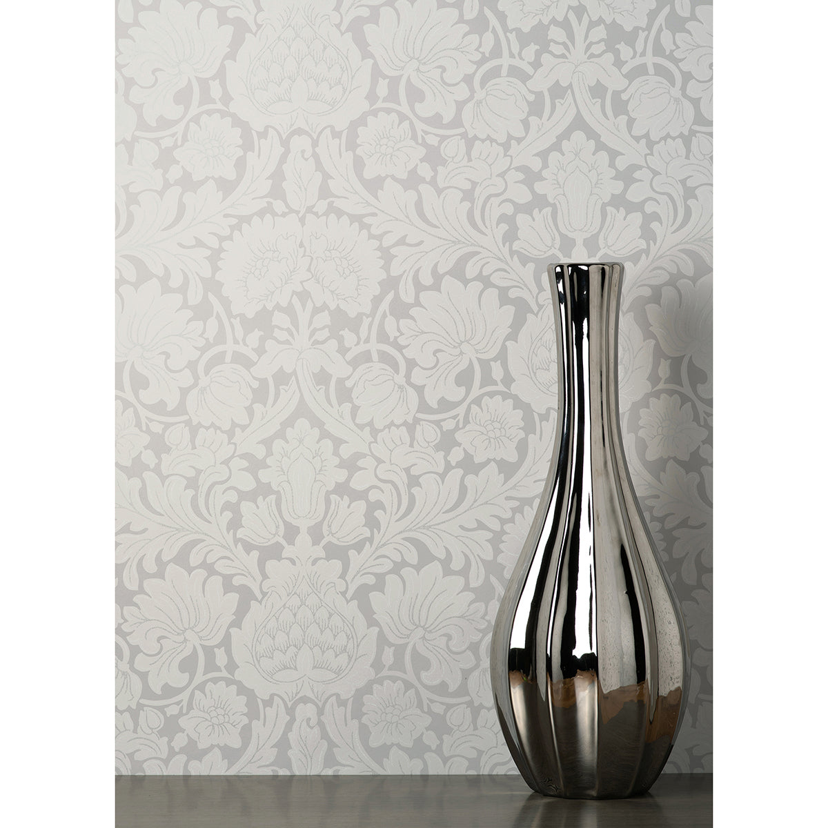 Bamburg Grey Floral Wallpaper | Brewster M1683 – The WorkRoom