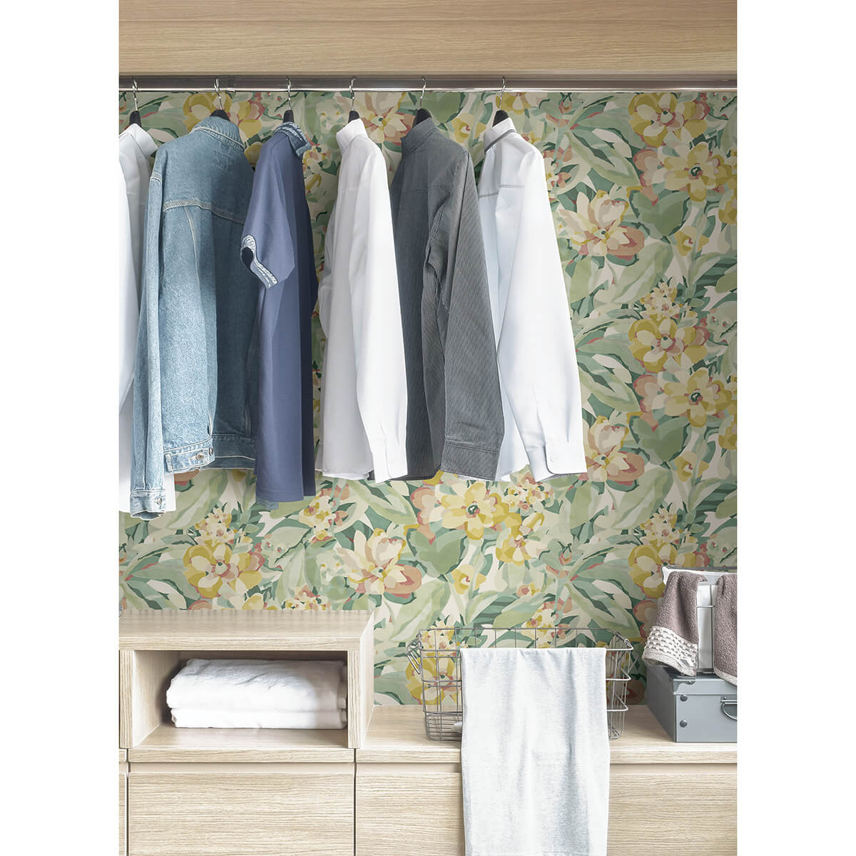 Yellow Belles Fleurs Peel and Stick Wallpaper | Caroline et Bettina ...