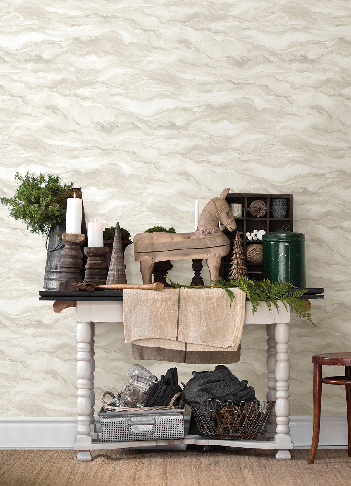 Cirrus Beige Wave Wallpaper - York Wallcoverings – The WorkRoom