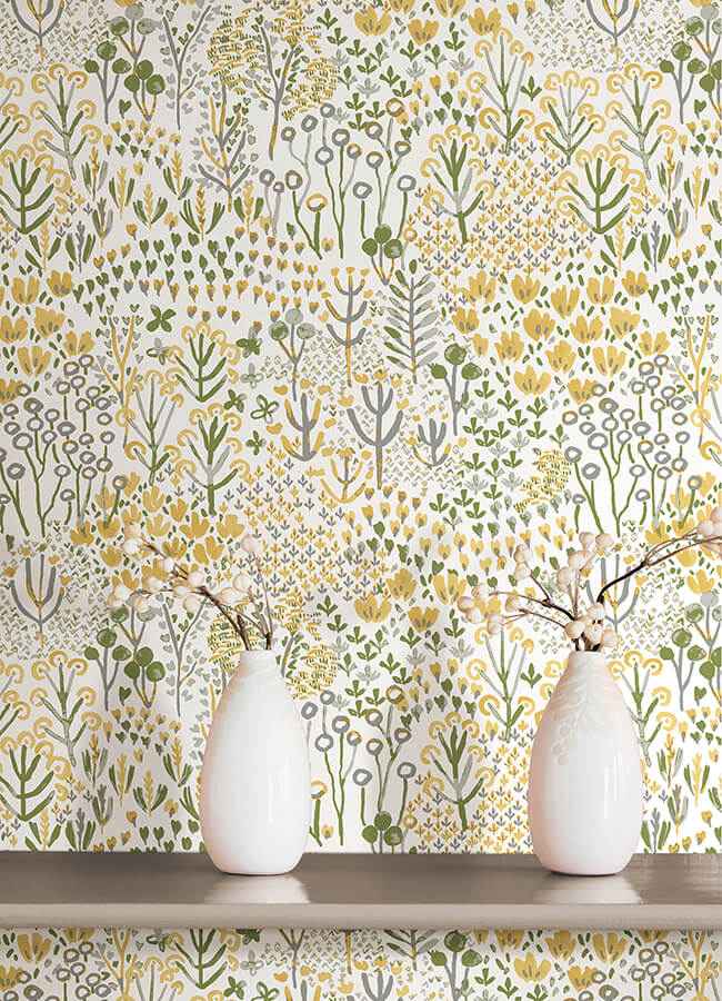 Flower Parade Yellow Peel and Stick Wallpaper | NUS6211 – The WorkRoom