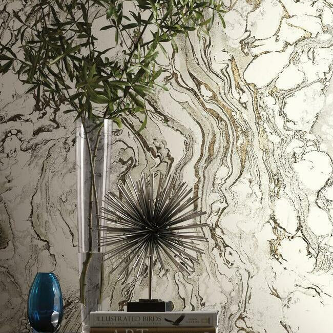 Polished Marble Wallpaper- Black/White - York Wallcoverings – The WorkRoom