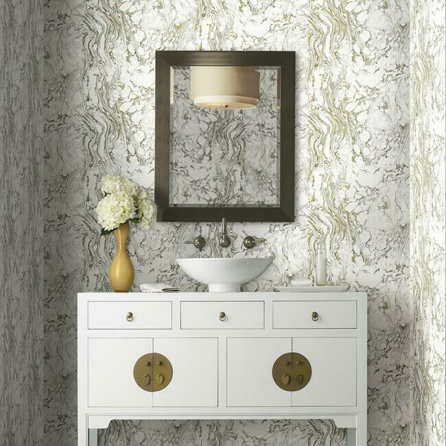 Polished Marble Wallpaper- Black/White - York Wallcoverings – The WorkRoom