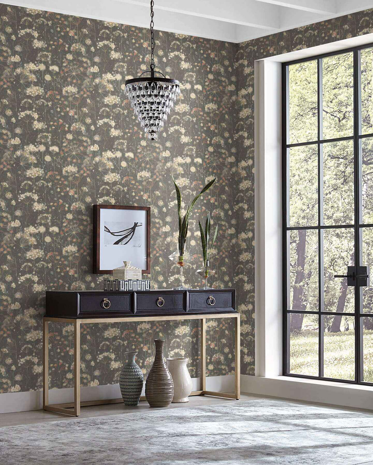 Botanical Fantasy Red & Blue Peel & Stick Wallpaper | Candice Olson ...
