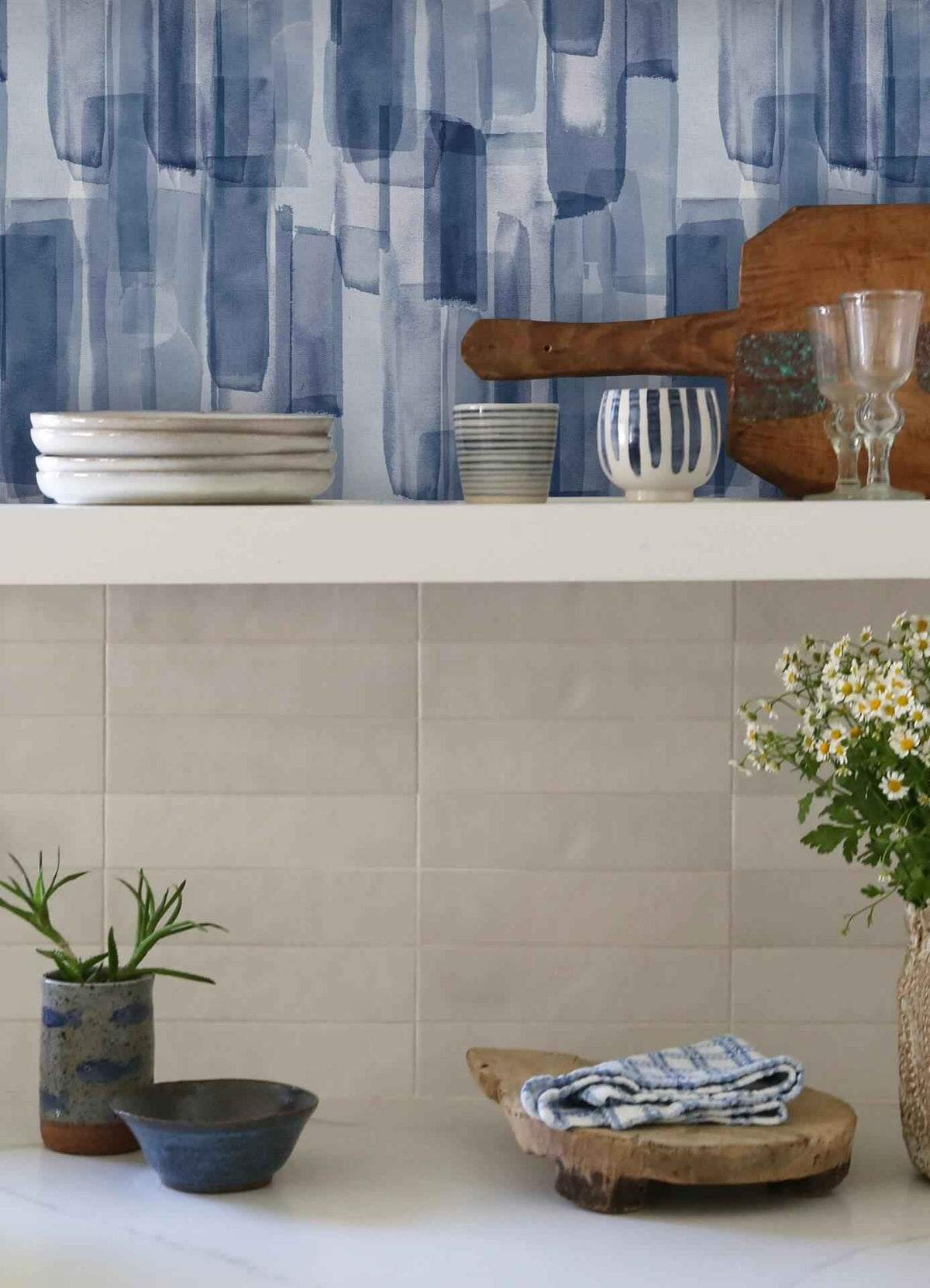 Mr Kate Watercolor Glass Dark Blue Peel and Stick Wallpaper | RMWS1314 ...