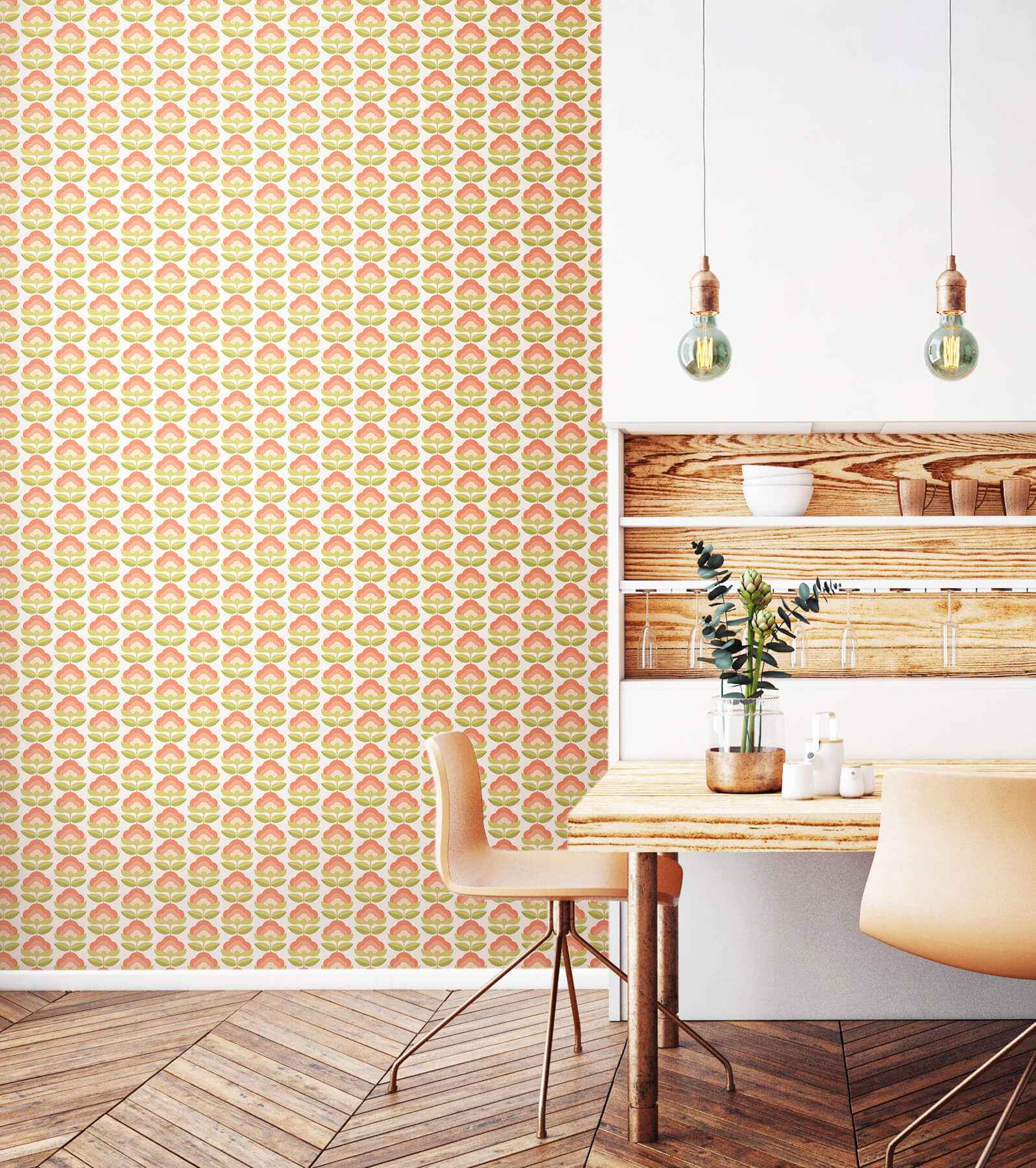 Retro Flower Apricot Mix Peel and Stick Wallpaper | HWA1169PU – The ...