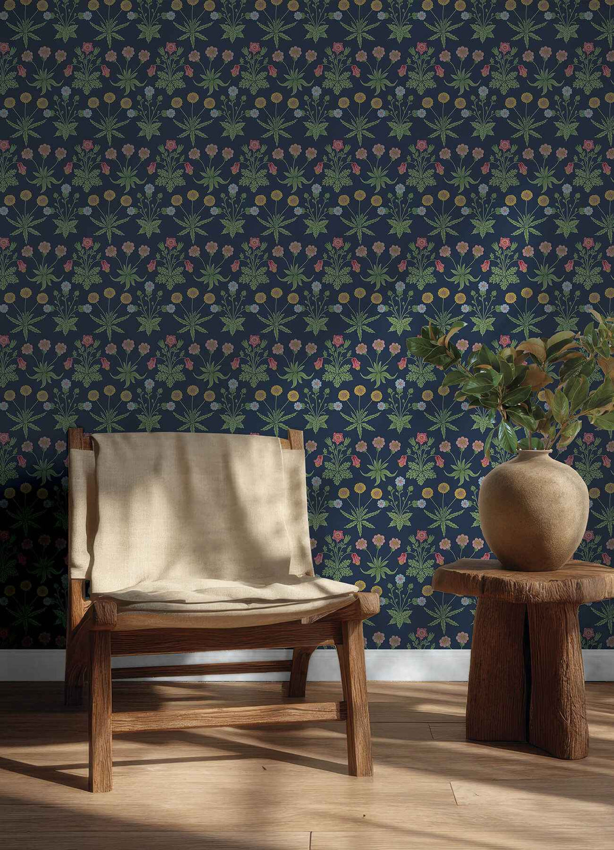 Daisy Indigo Peel and Stick Wallpaper | MCS6597 – The WorkRoom
