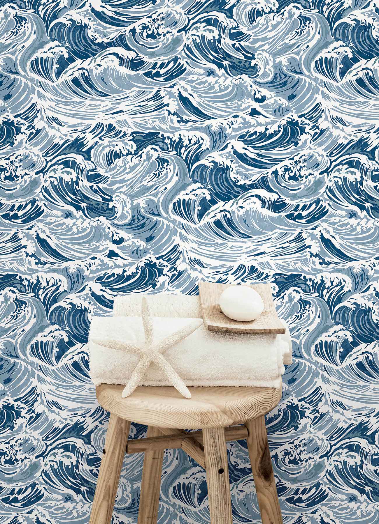 Crashing Waves Navy Peel and Stick Wallpaper | NUS6629 – The WorkRoom