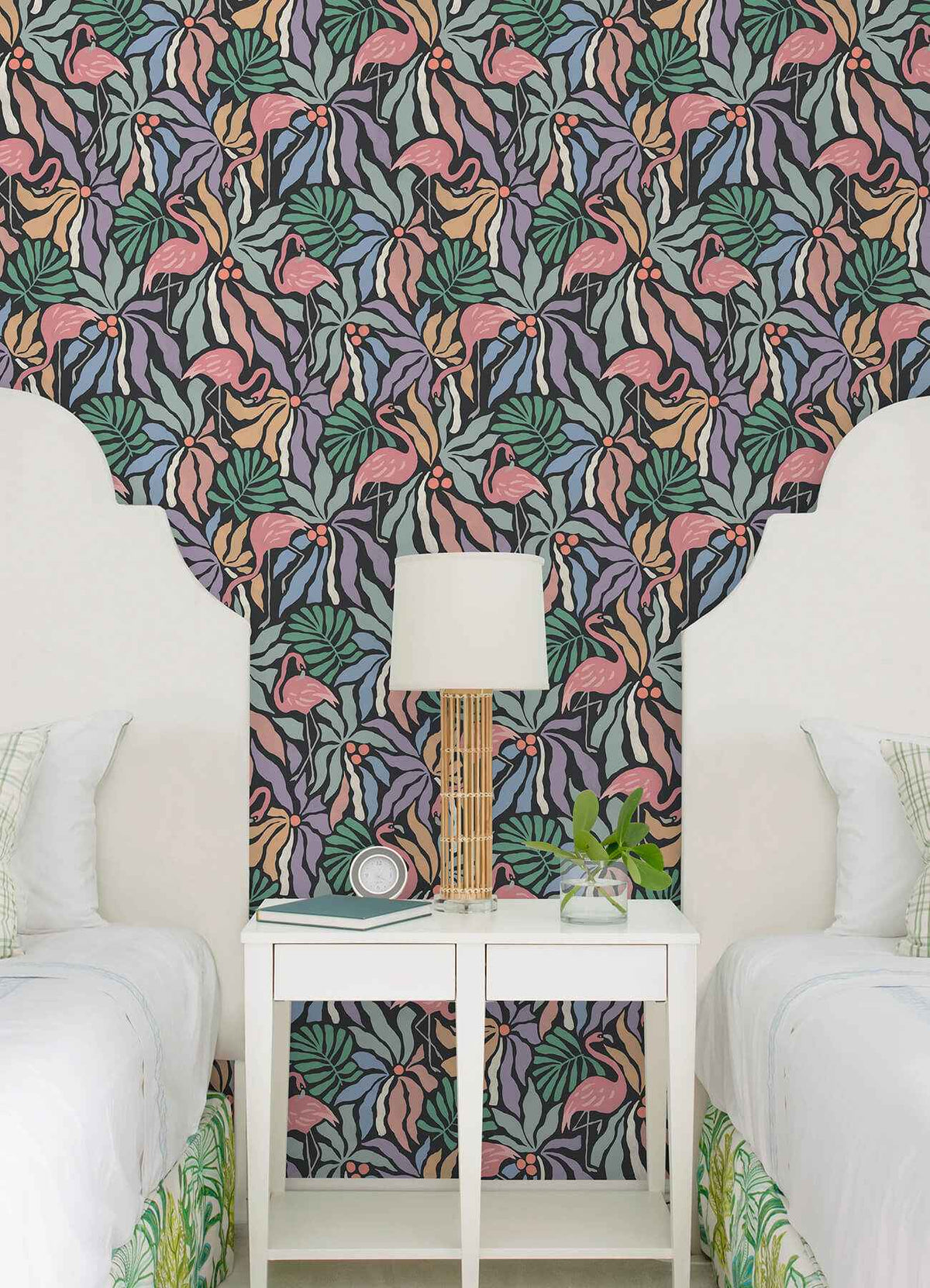 Flamingo Fun Black Peel and Stick Wallpaper | NUS6624 – The WorkRoom