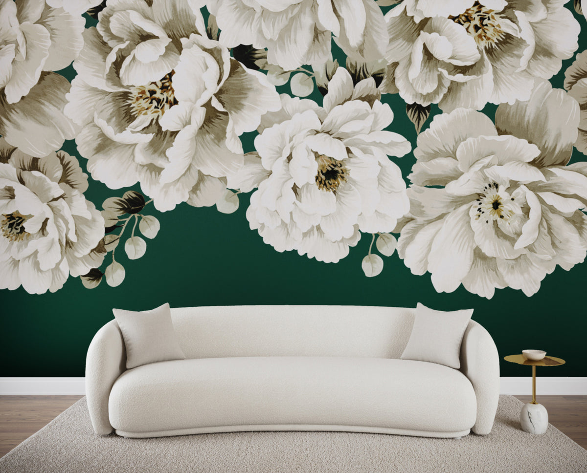 Perfect Peonies Green on Vinyl Canvas - Phillip Jeffries 10170 – The WorkRoom
